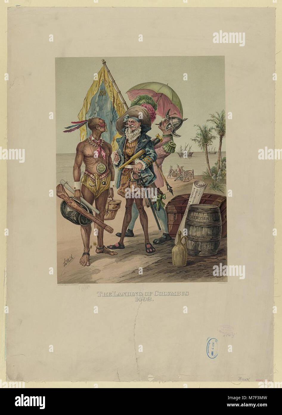 A historical depiction of Christopher Columbus’s landing in the ...