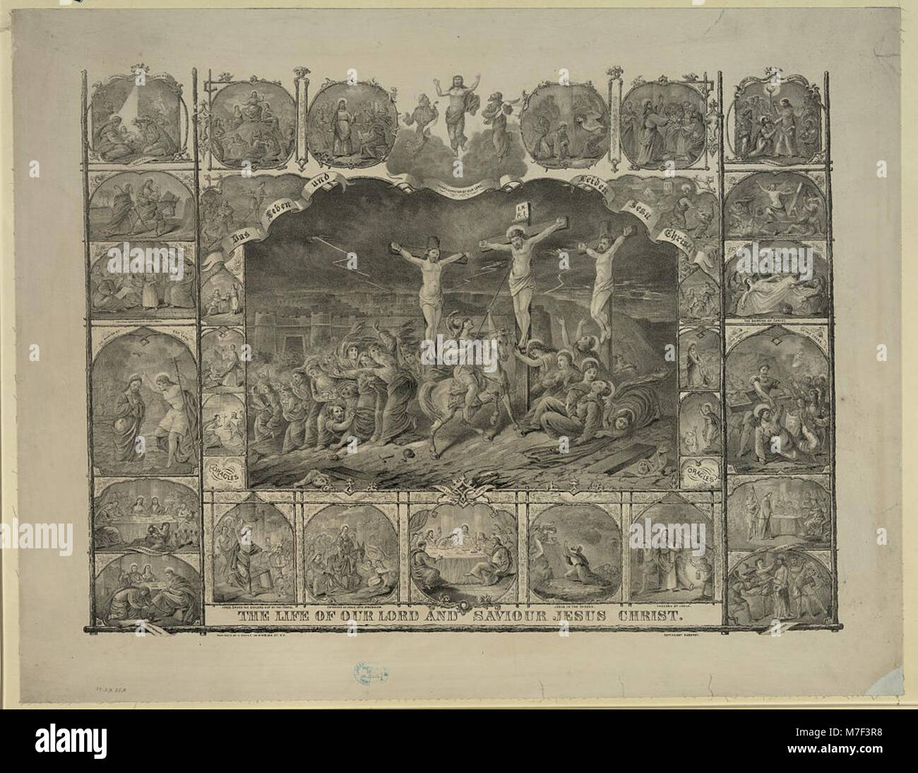 An illustration depicting key moments in the life of Jesus Christ, from ...