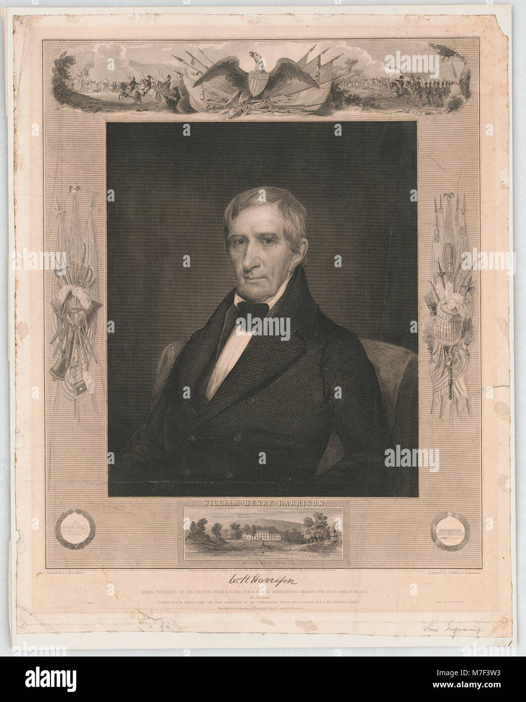 A historical portrait of President William Henry Harrison, painted by A ...