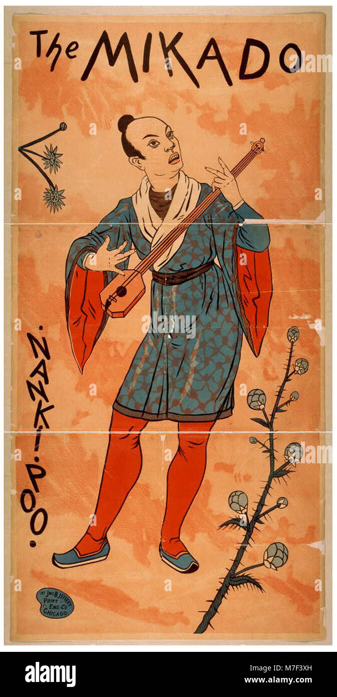 This photograph captures a scene from 'The Mikado,' a famous operetta ...