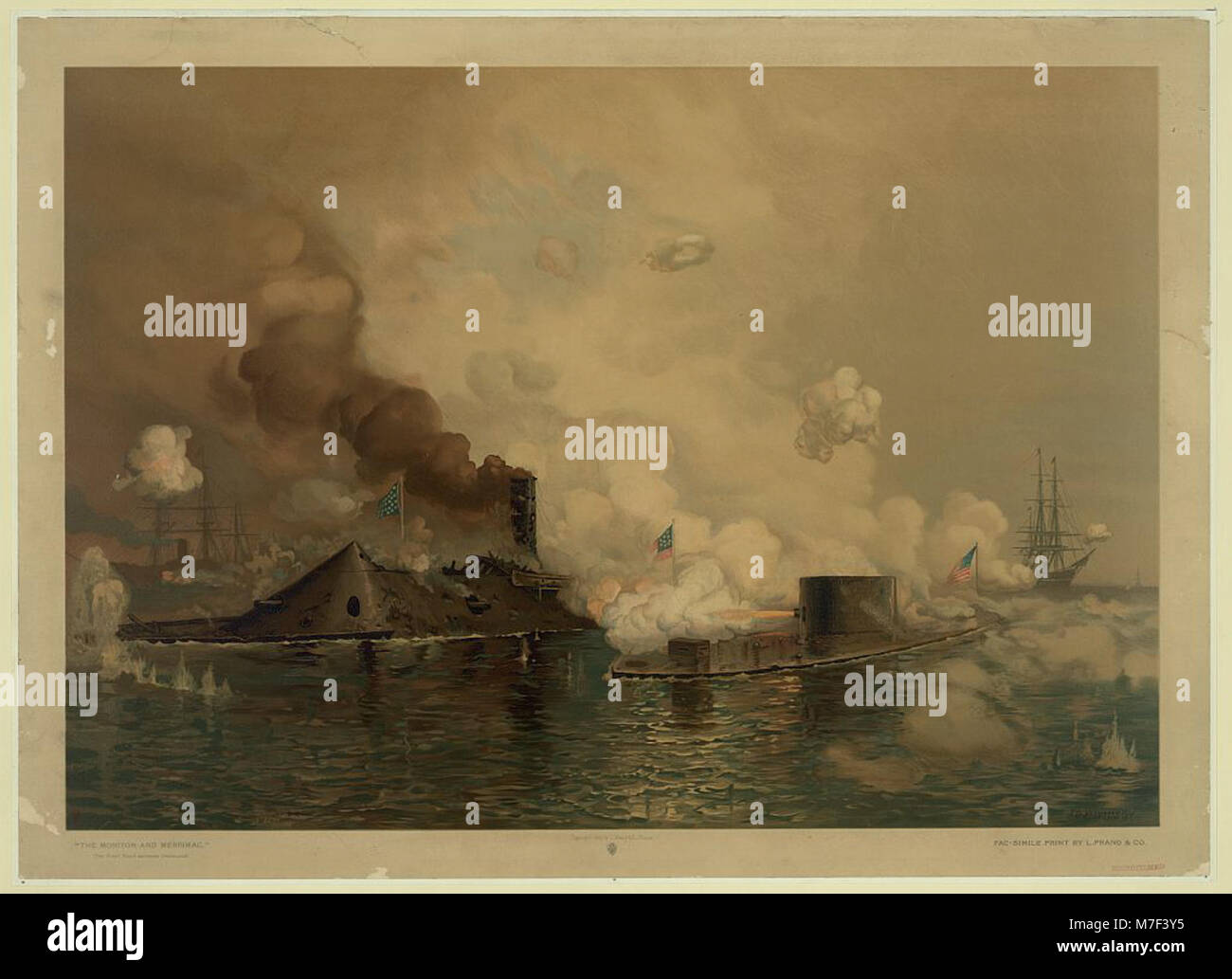 This image illustrates the historical battle between the USS Monitor ...