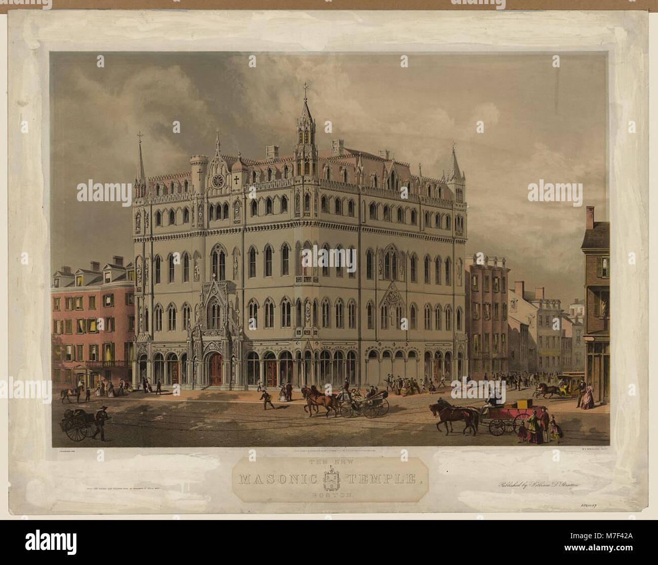 A photograph of the New Masonic Temple in Boston, reflecting its ...