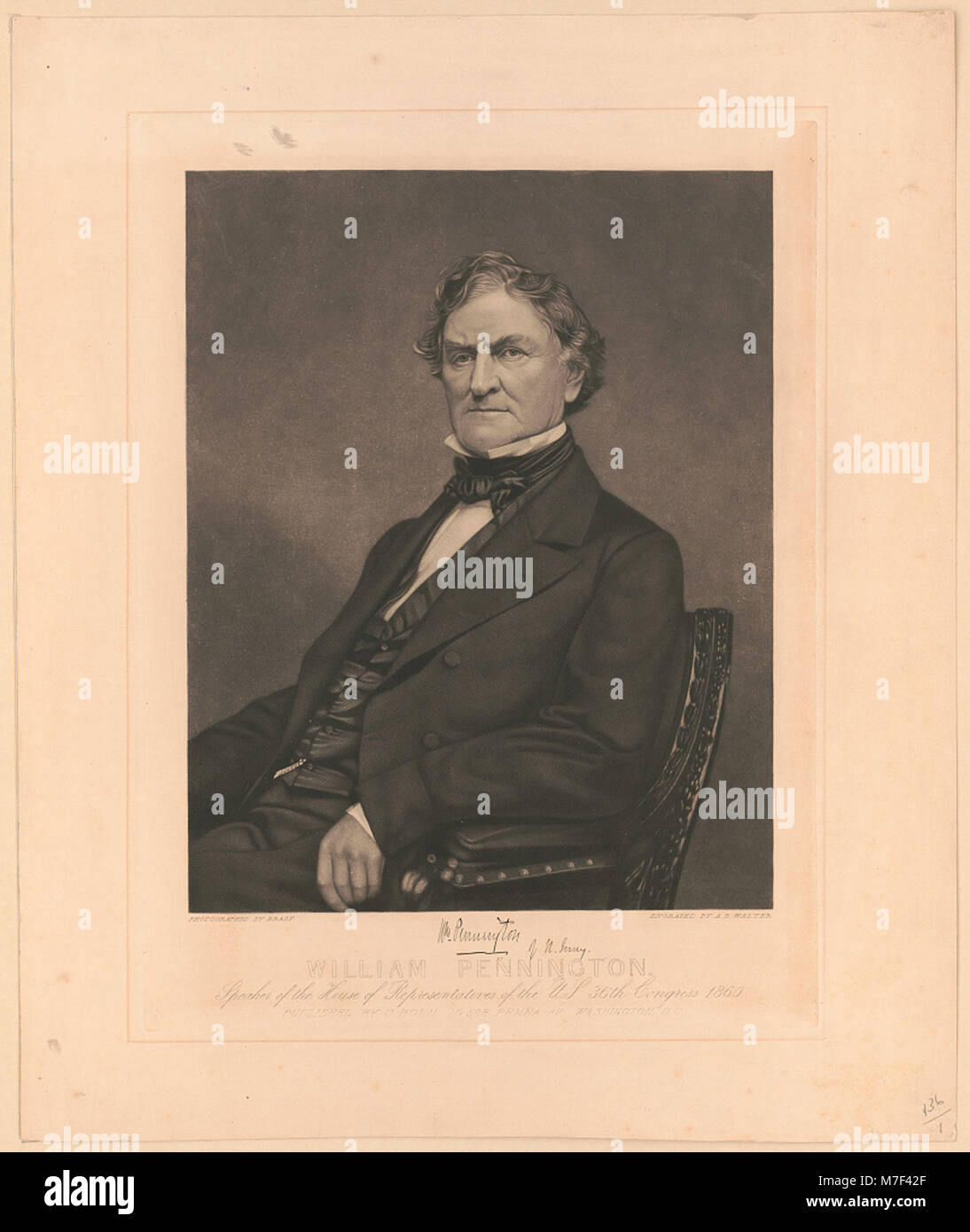 A historical photograph of William Pennington, Speaker of the House ...