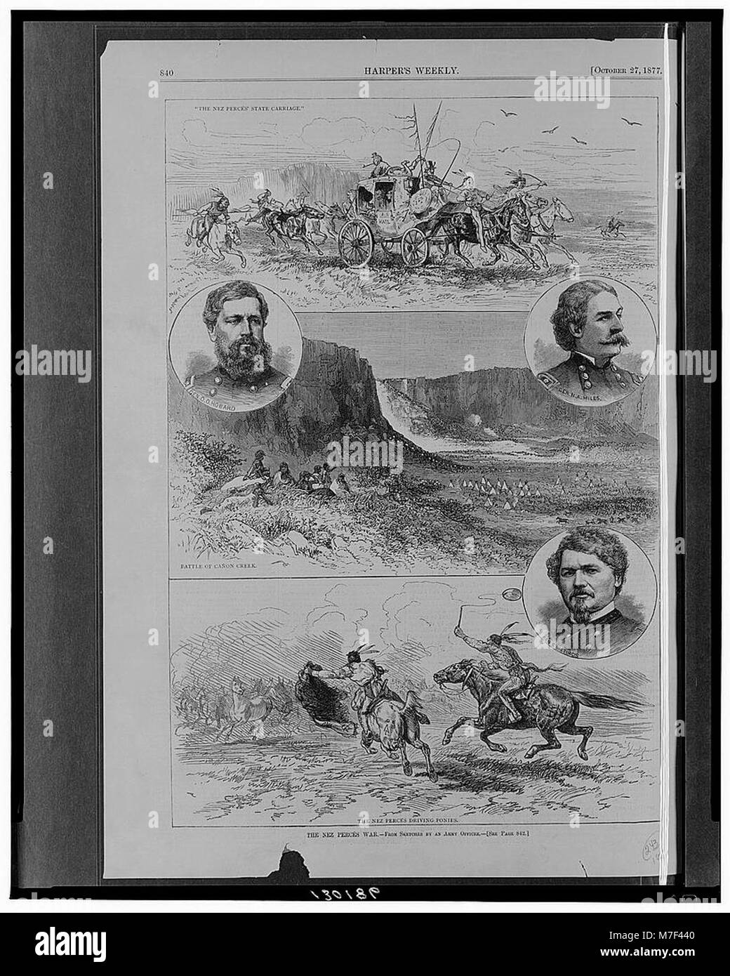 Illustrations depicting scenes from the Nez Percé War (1877), drawn by ...