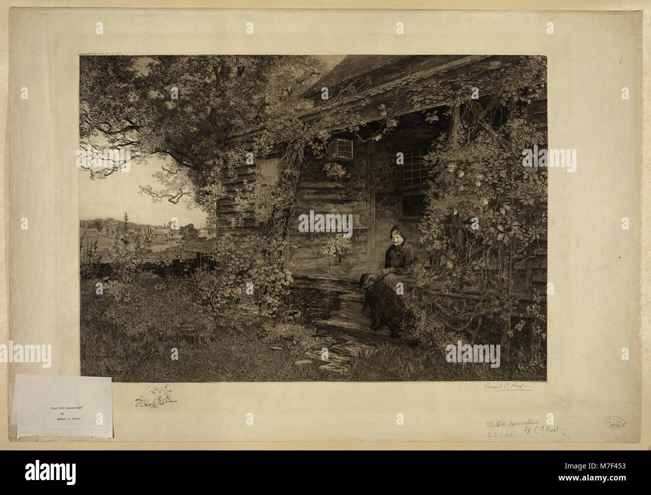 A nostalgic view of an old homestead, reflecting early American rural ...