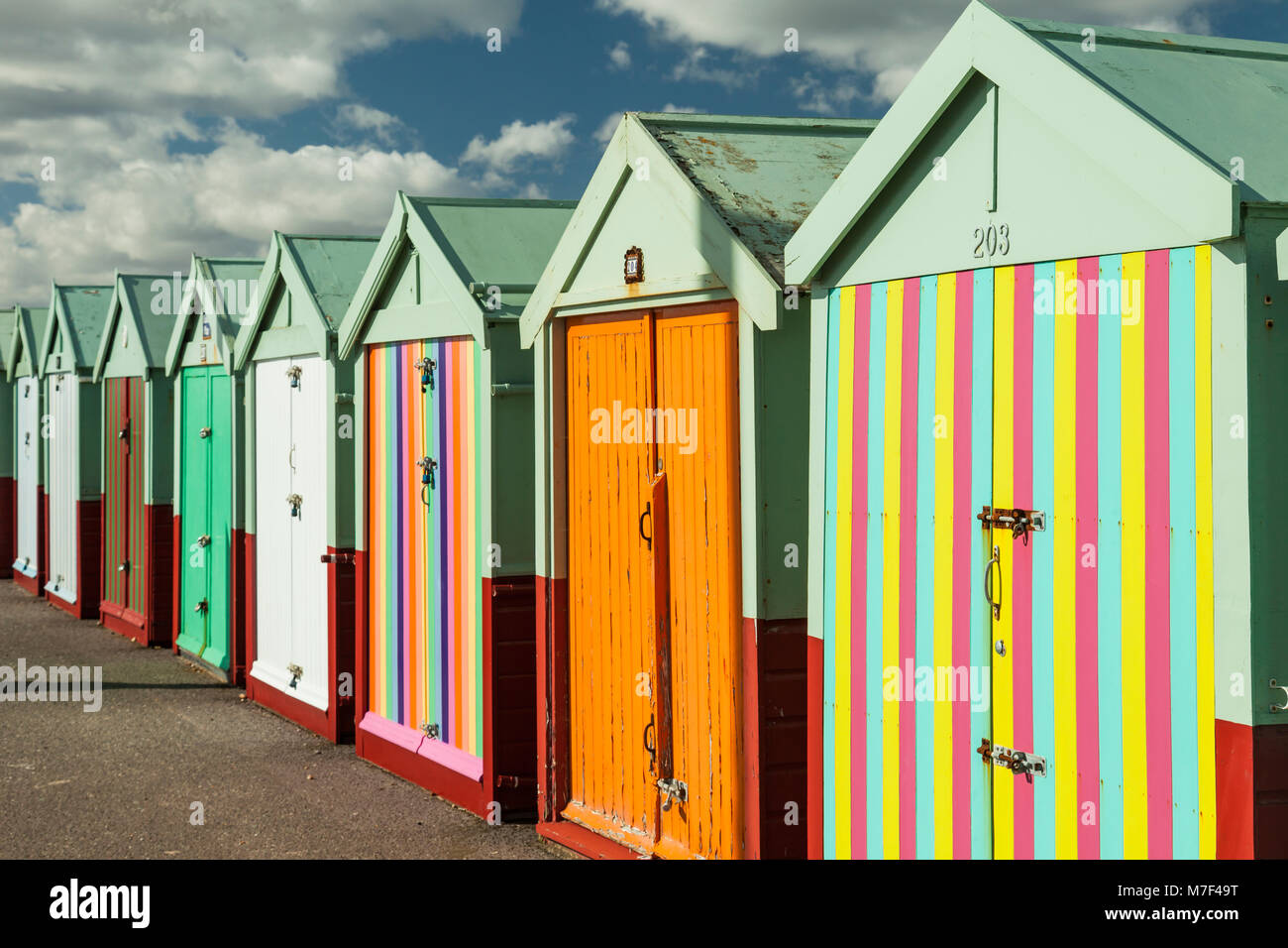 Multi-coloured beach huts on Brighton seafront, England Stock Photo - Alamy
