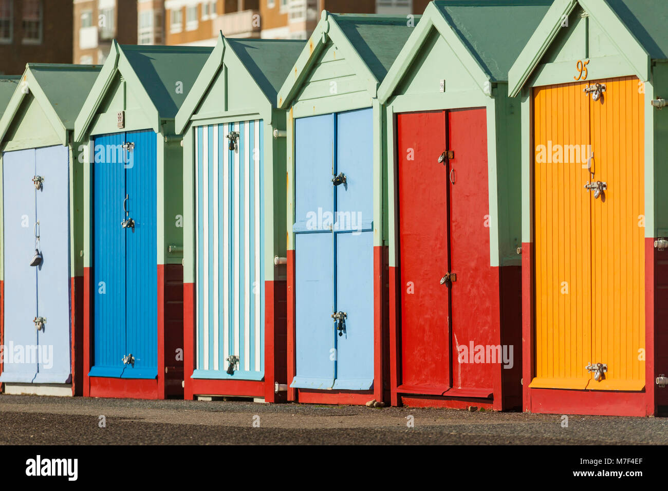 Beach huts on Brighton seafront, England Stock Photo - Alamy