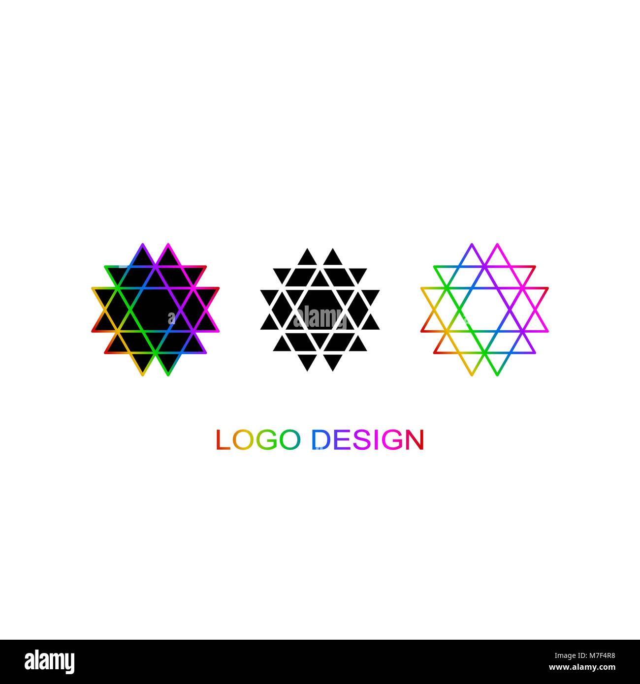 Vector illustration set of three geometrical logo template. Simple ...