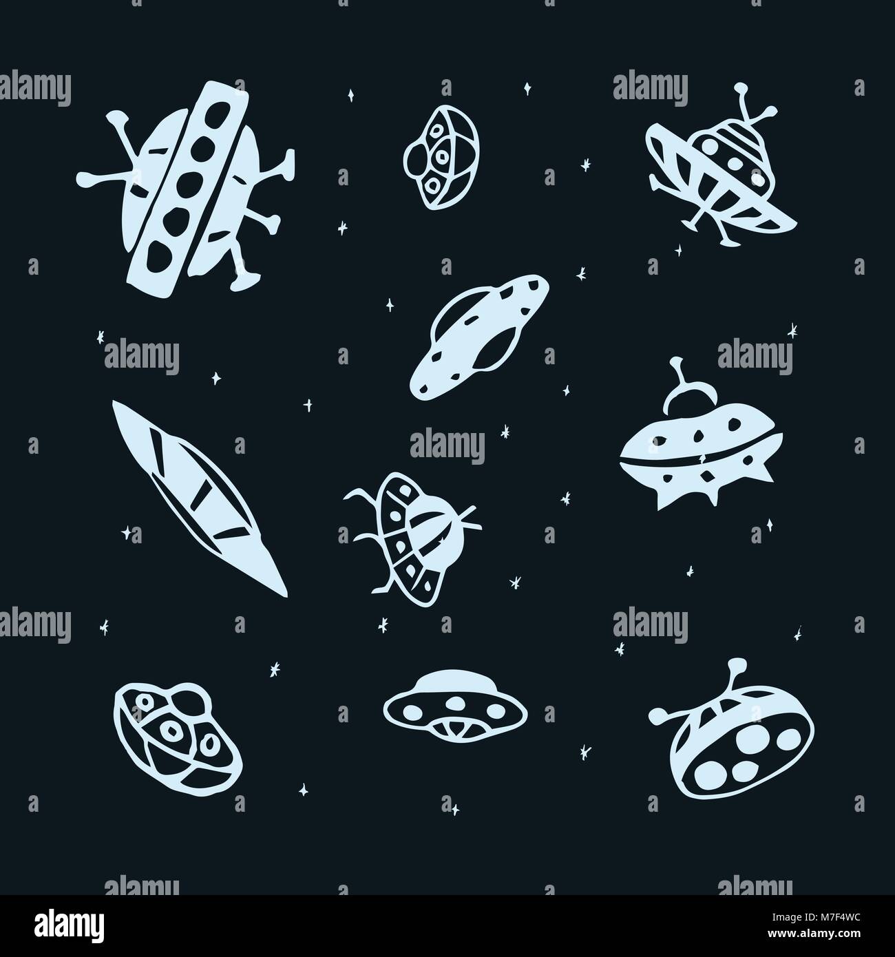 Vector set of hand drawing UFO Flying Saucer Stock Vector Image & Art ...
