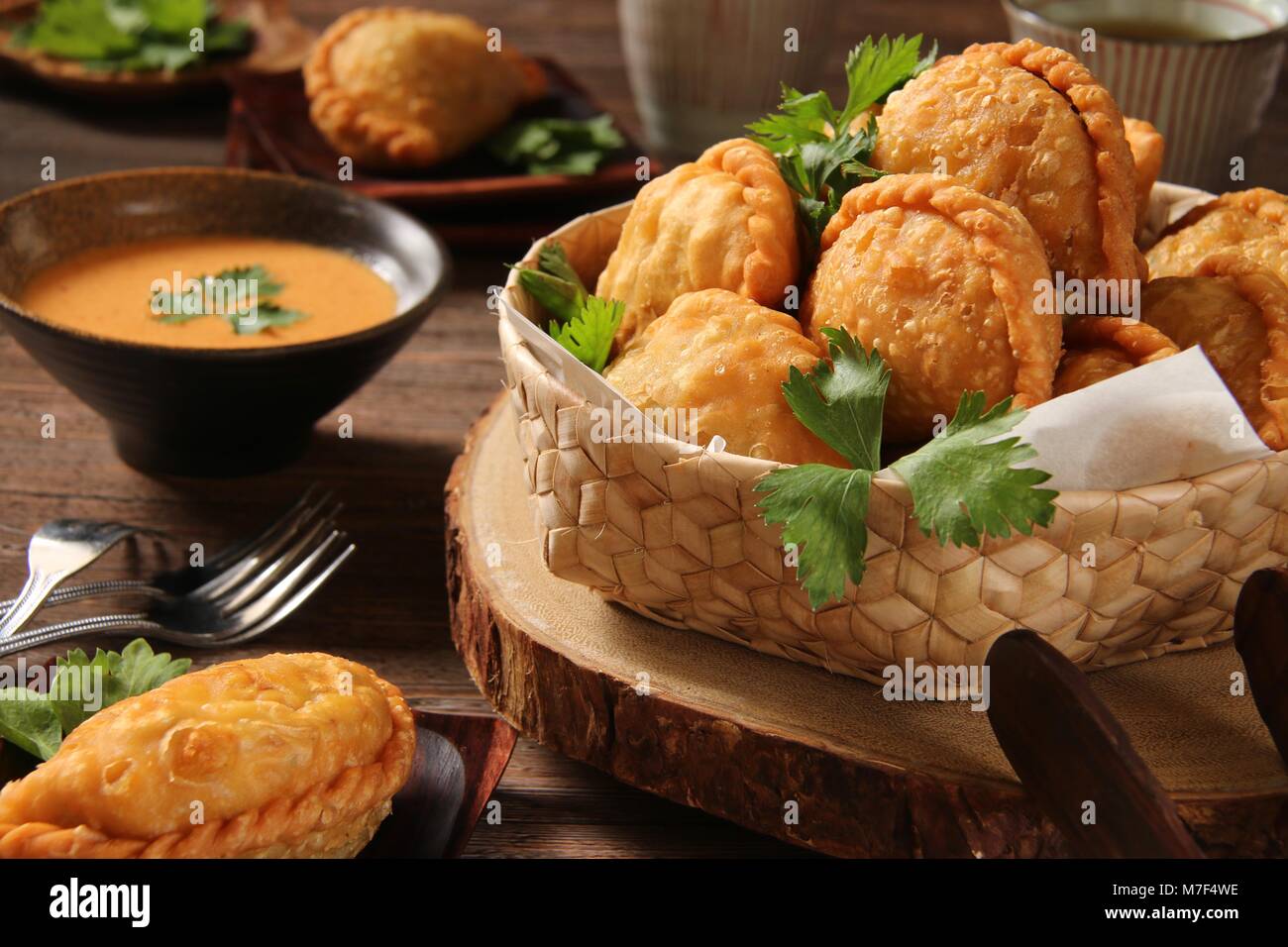 Fried Pastel Puff, the Peranakan Snack of Fried Pastry Puff with ...