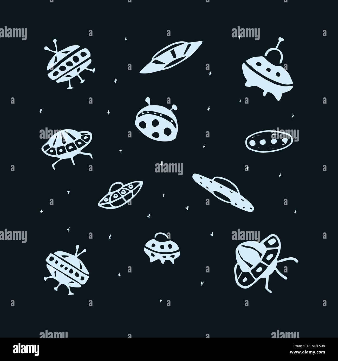 Vector set of hand drawing UFO Flying Saucer Stock Vector Image & Art ...
