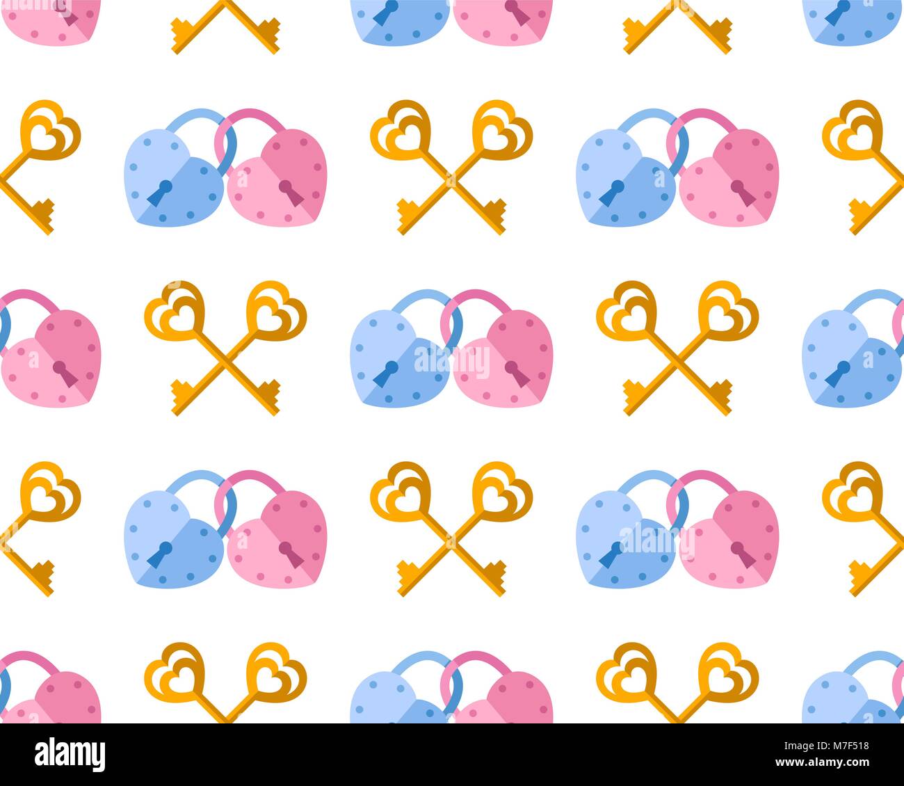 Vector seamless pattern from padlock couple, key with heart shape ...