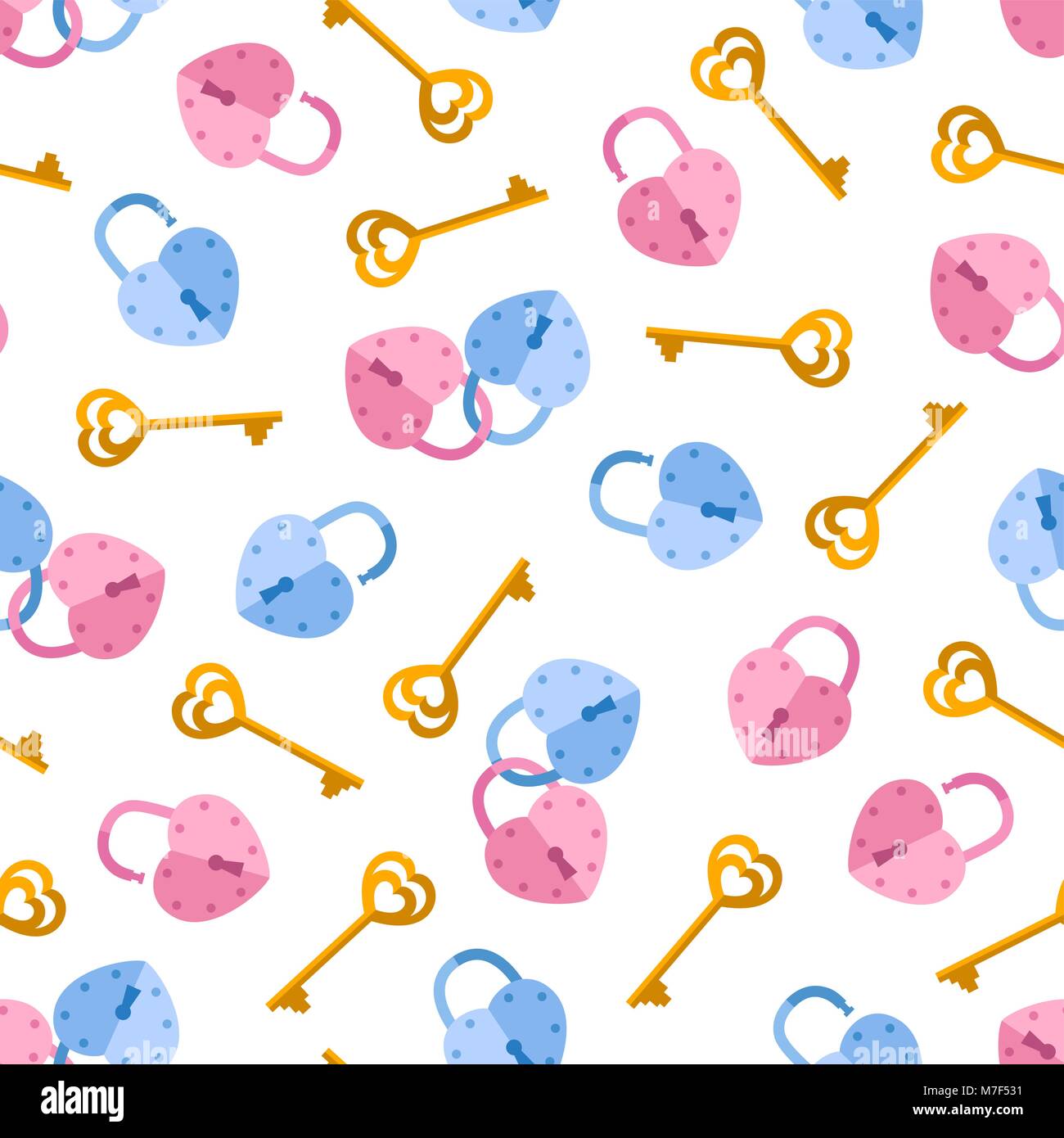 Vector seamless pattern from padlock, key with heart shape. Background ...