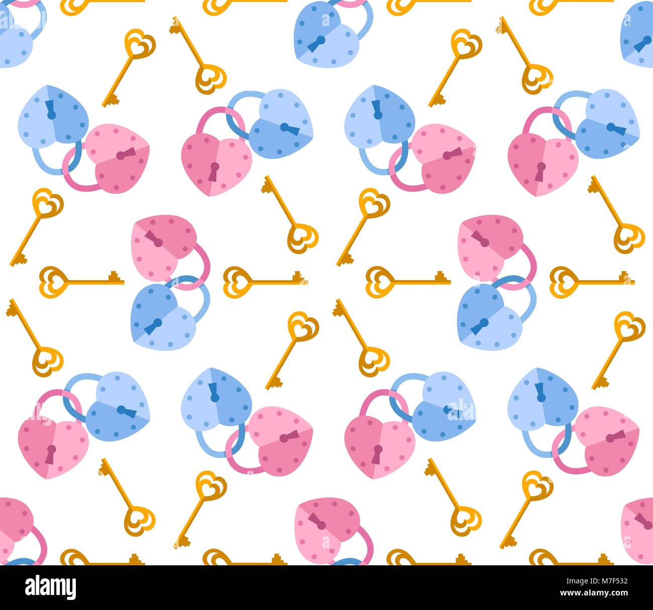 Vector seamless pattern from padlock couple, key with heart shape ...