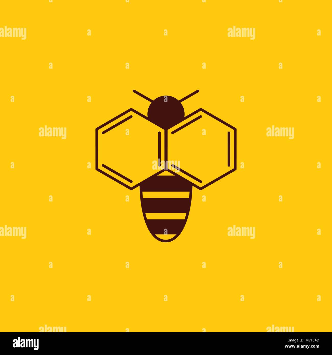 Vector illustration of bee logo on honey background. Bee logotype Stock ...