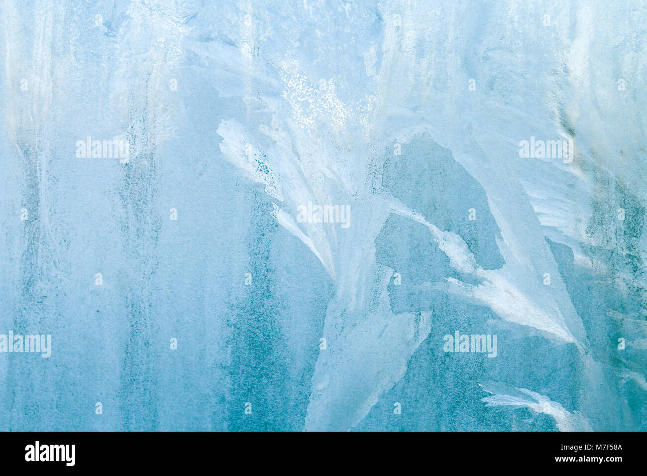 Winter frosty patterns on the frozen ice window Stock Photo - Alamy