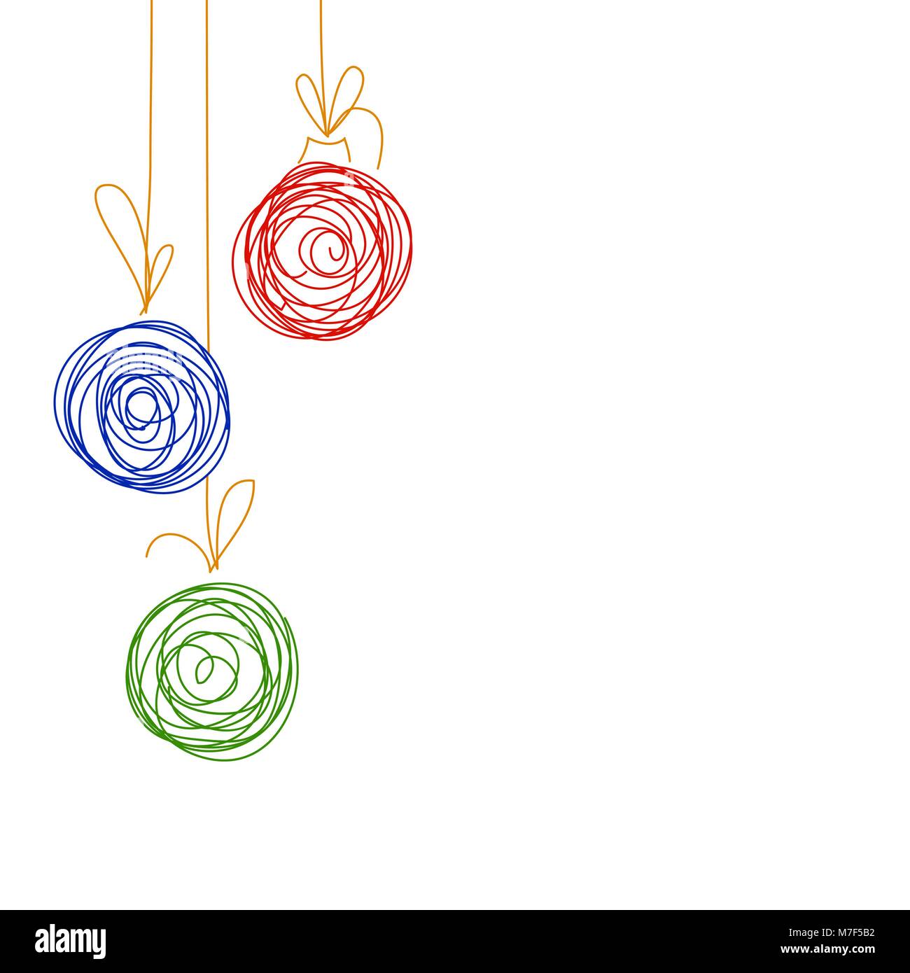 Vector hand drawing sketch Christmas tree balls. Illustration of ...