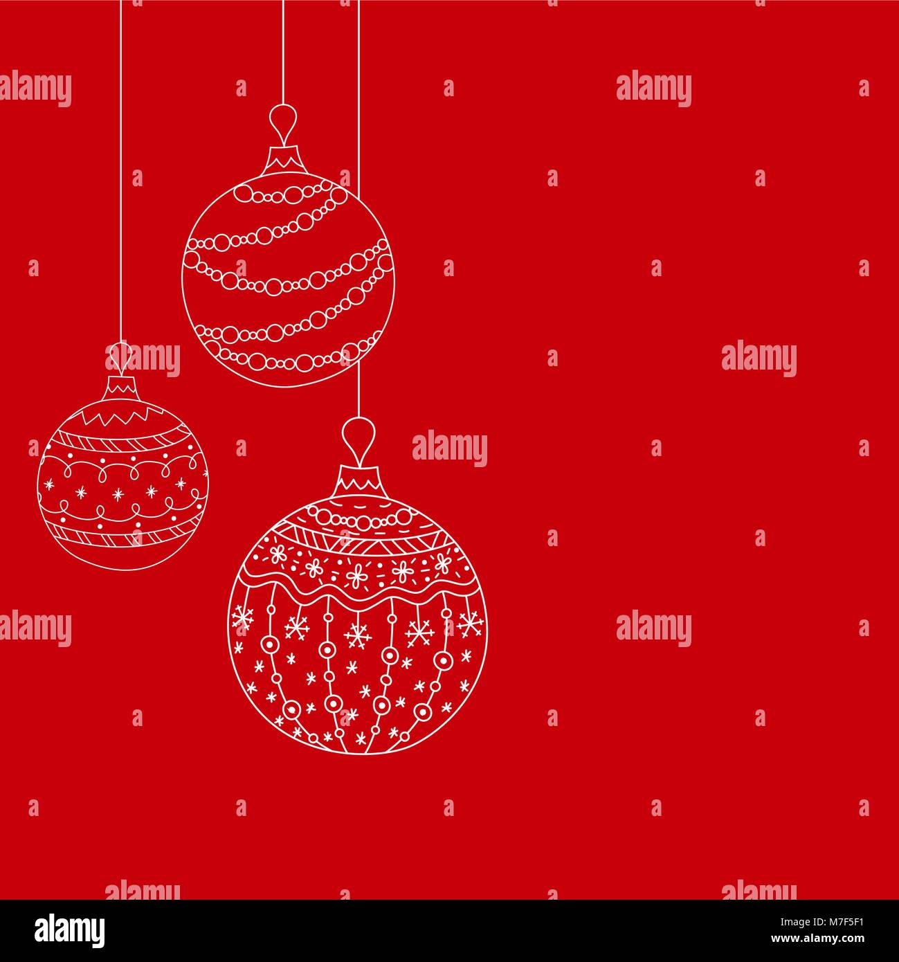 Vector Christmas invitation card from three white Christmas ball toy on ...