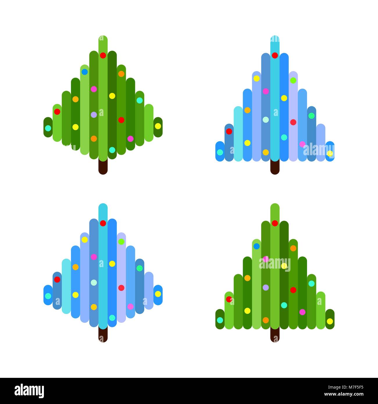 Vector set of four pixel art christmas trees. Flat design Stock Vector ...
