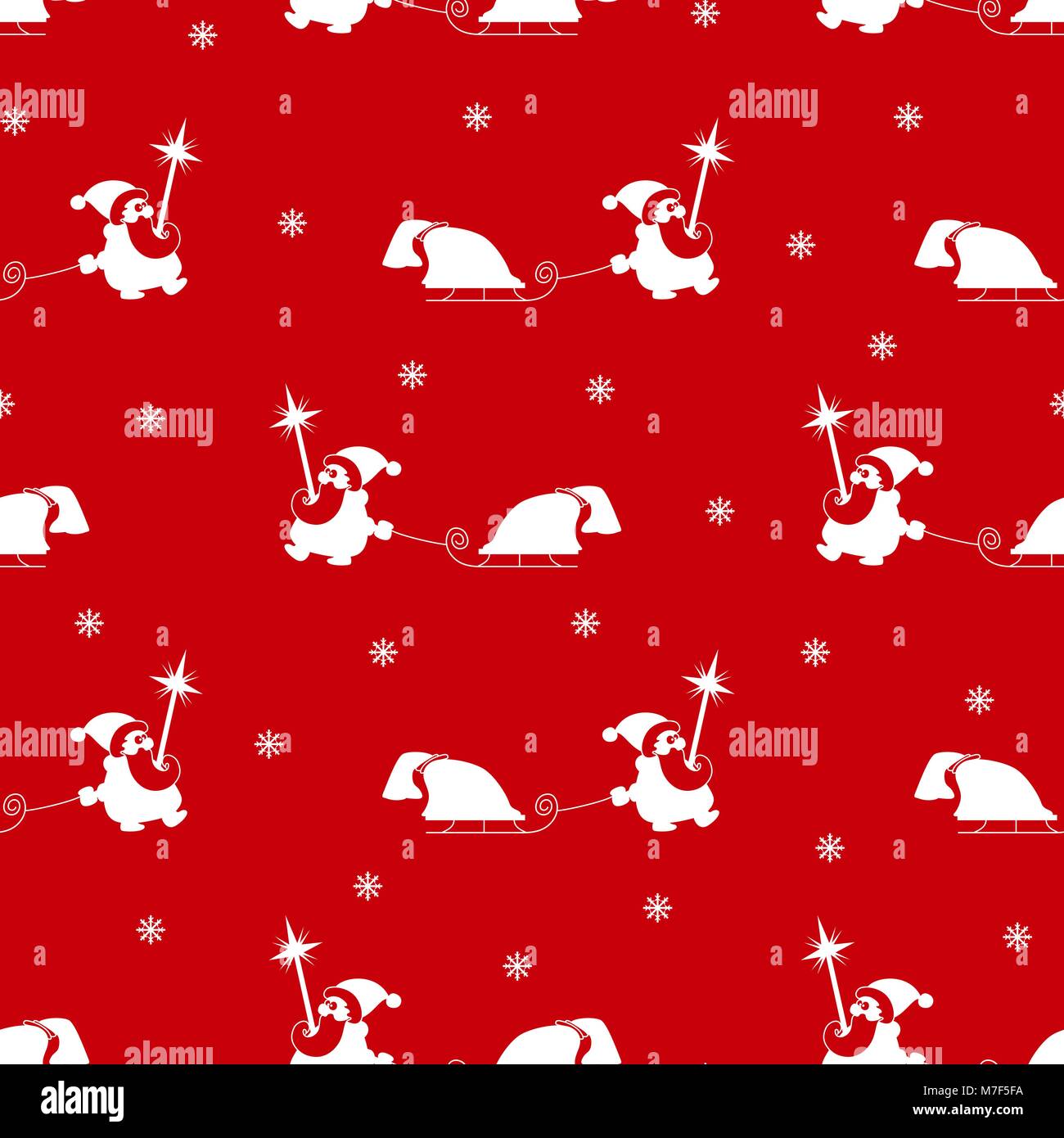 Vector seamless pattern from white silhouette of Santa Claus with ...