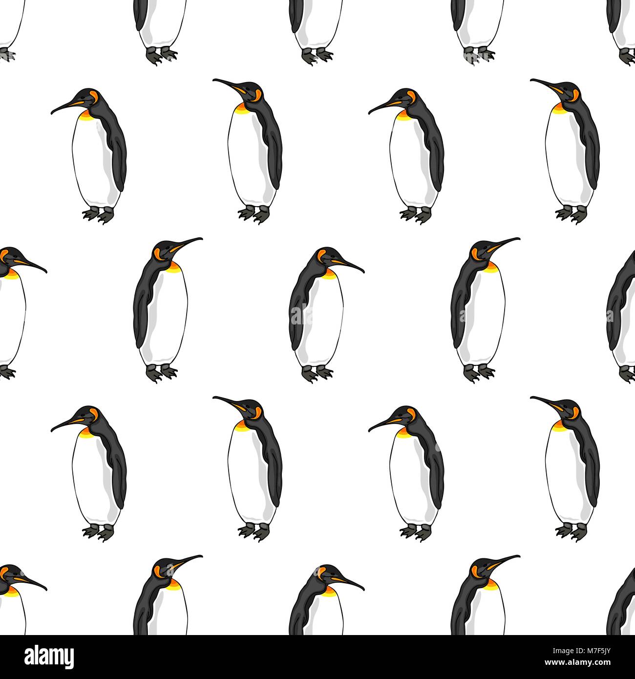 vector seamless pattern of penguin on white background. Illustration of ...