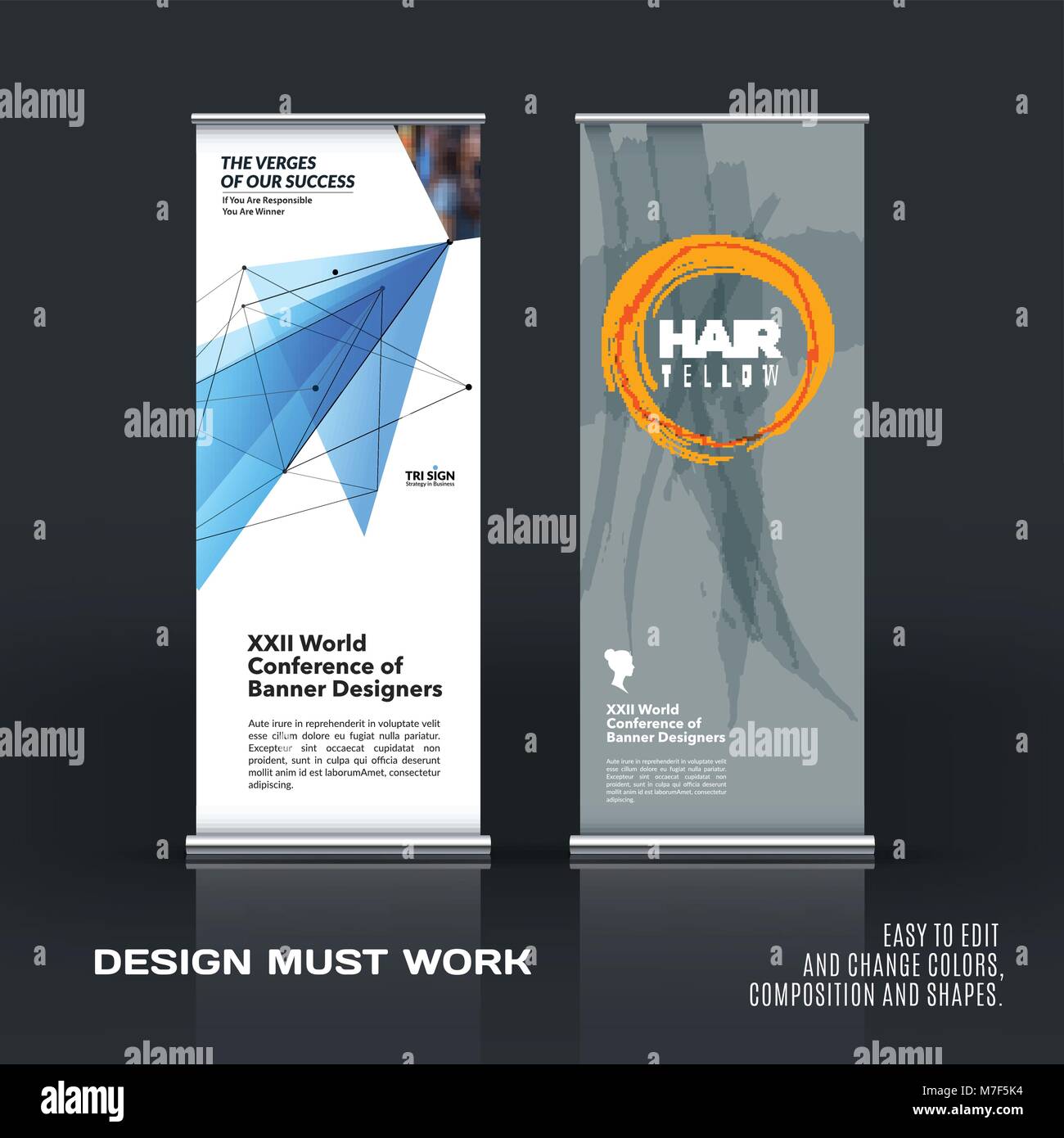 Abstract business vector set of modern roll up banner stand design ...