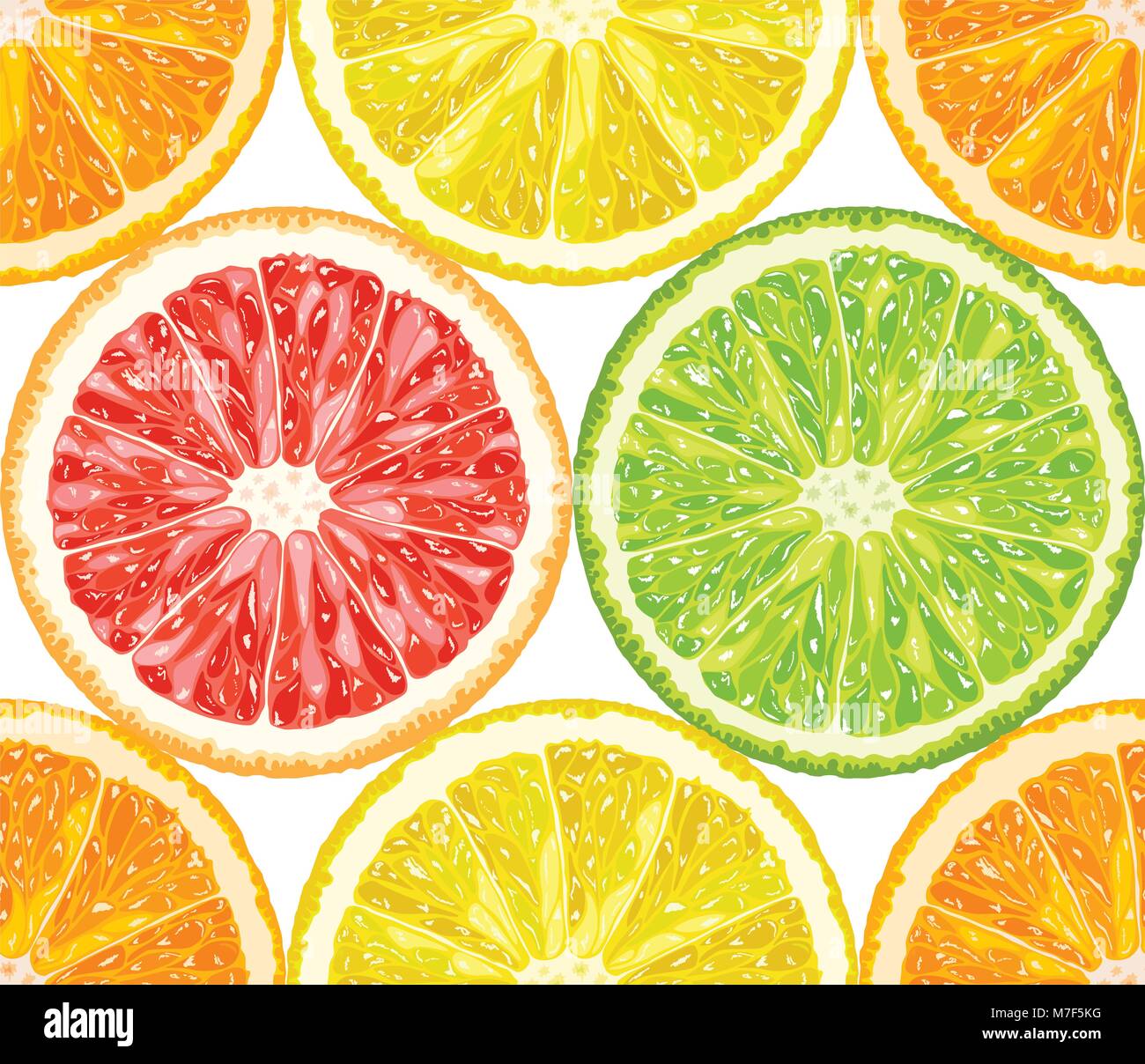 Vector seamless pattern from citrus slices - orange, lime, lemon ...