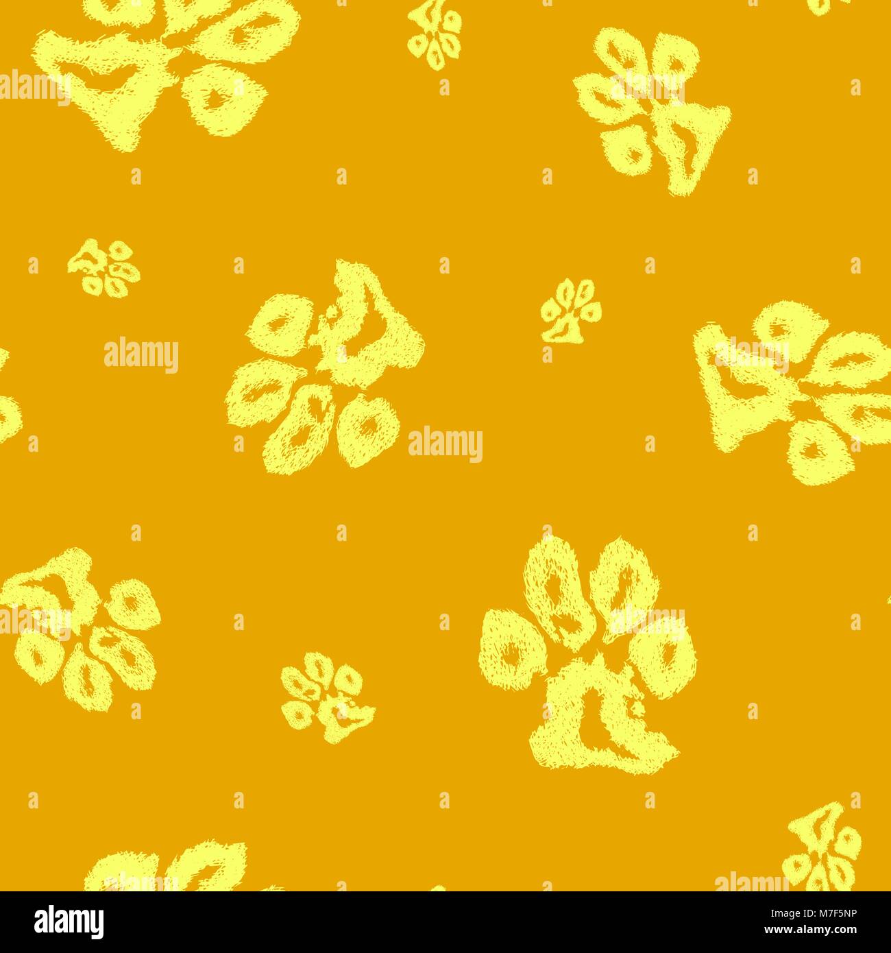Vector seamless pattern from yellow dogs footprint. Dog paw print Stock ...