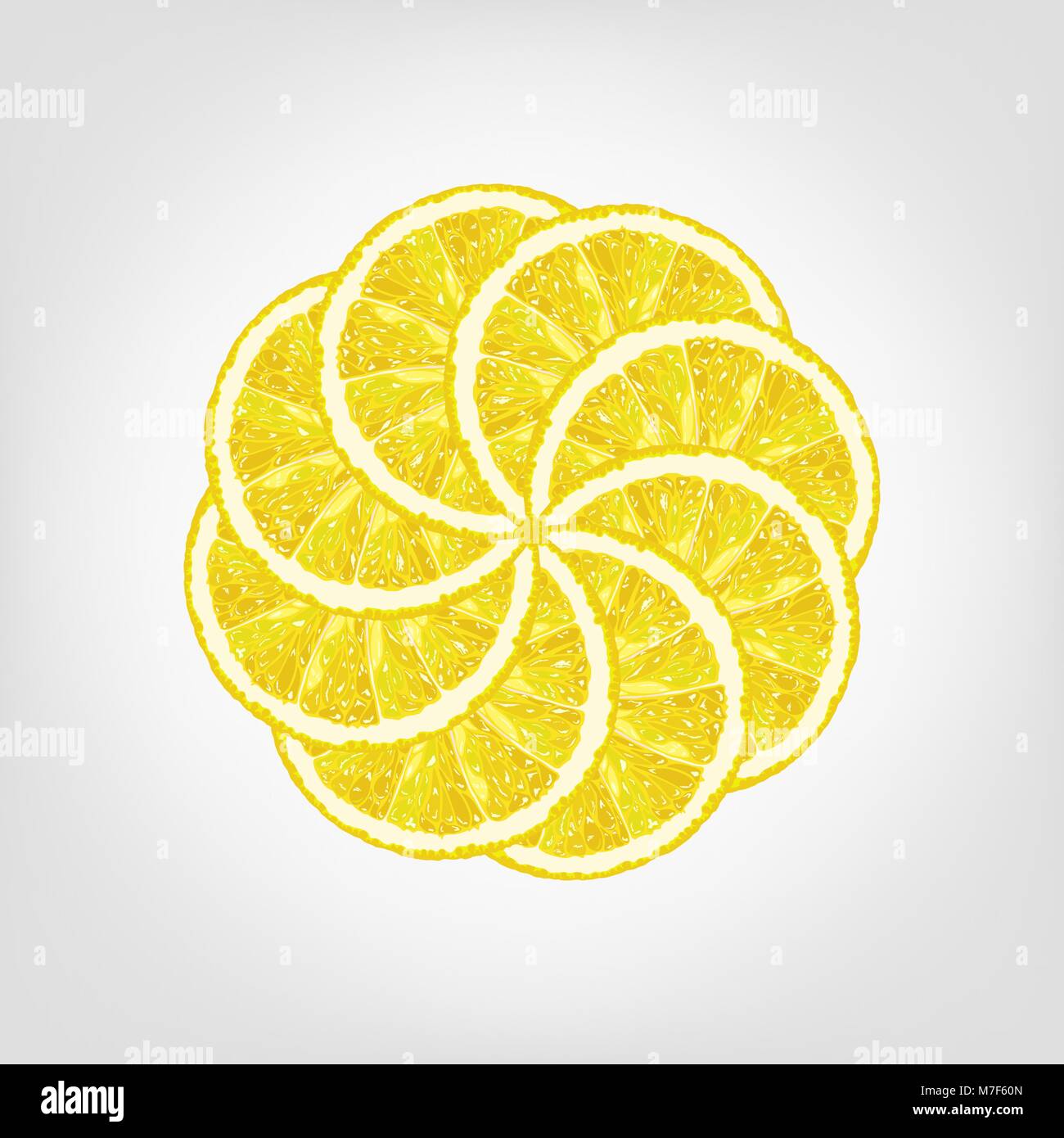 Vector illustration of round from lemon slice. Citrus background Stock ...