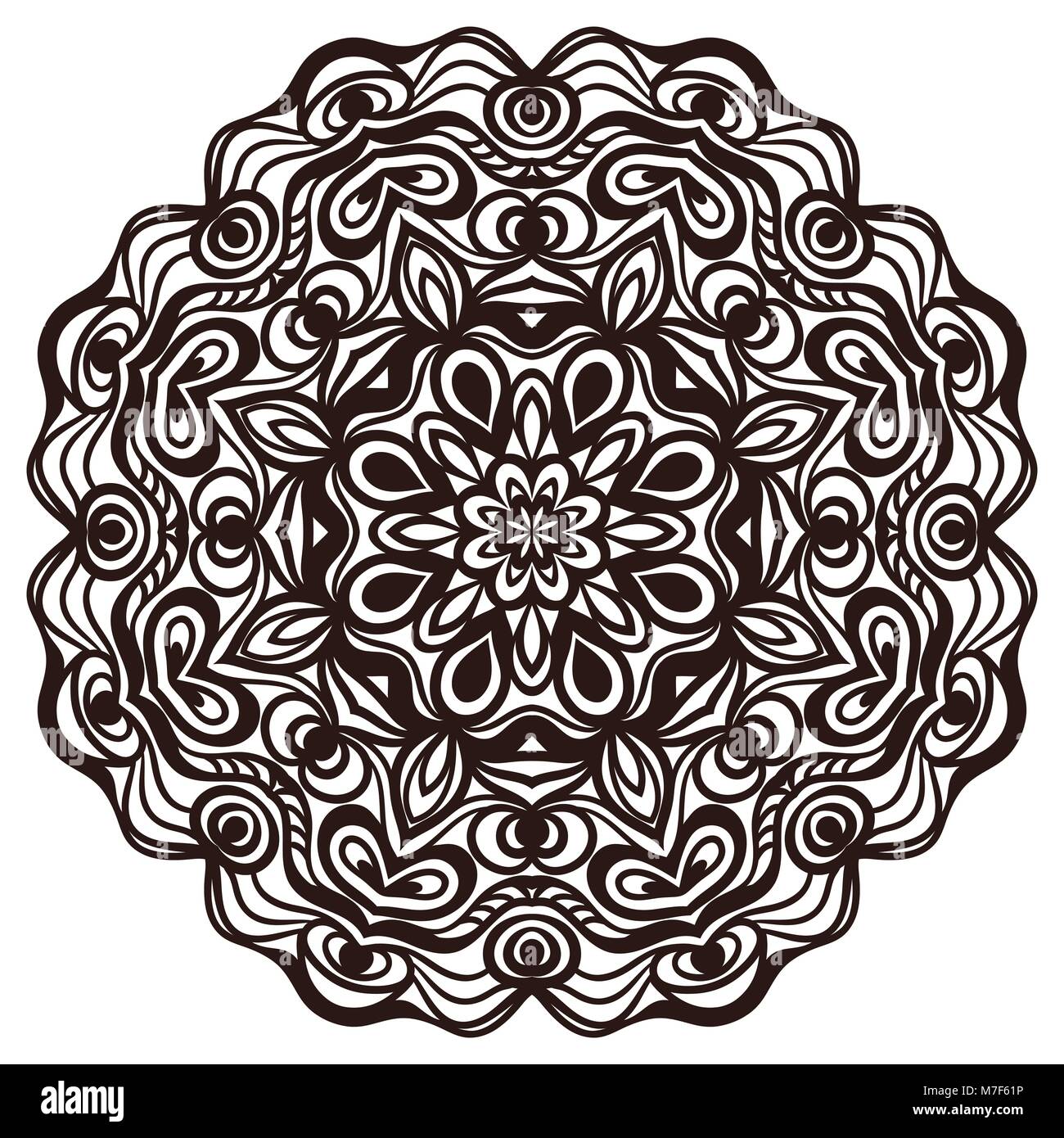 Hand drawn abstract ornamental round lace doily Stock Vector Image ...