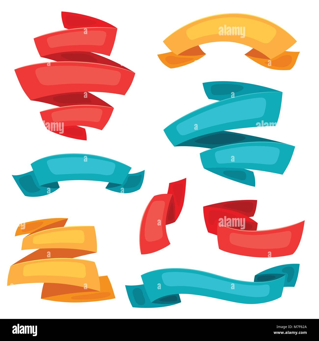 Set of decorative ribbons and banners in cartoon style Stock Vector ...