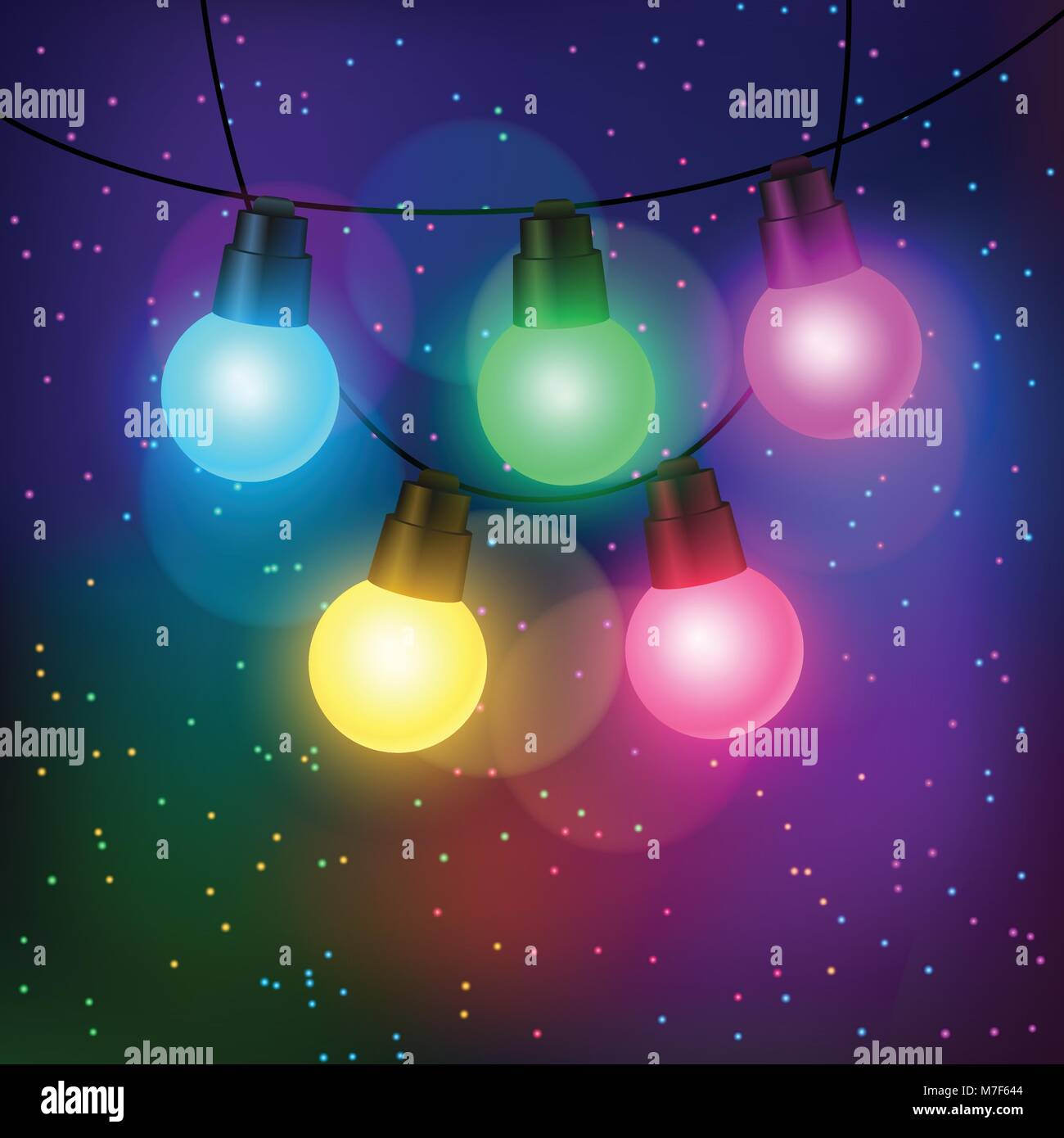Celebration background with garland of bulbs glowing Stock Vector Image ...