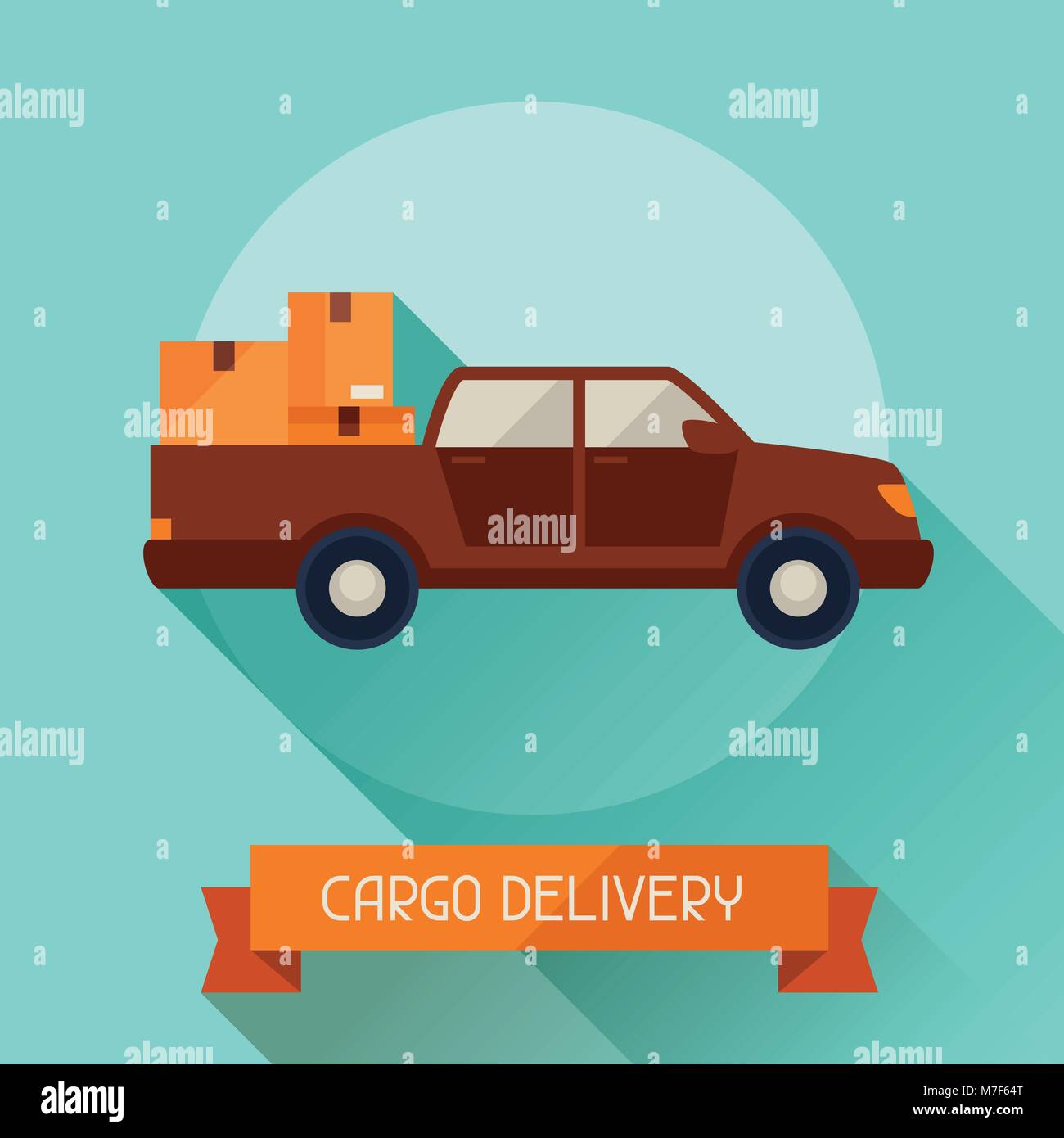 Cargo delivery icon on background in flat design style Stock Vector ...