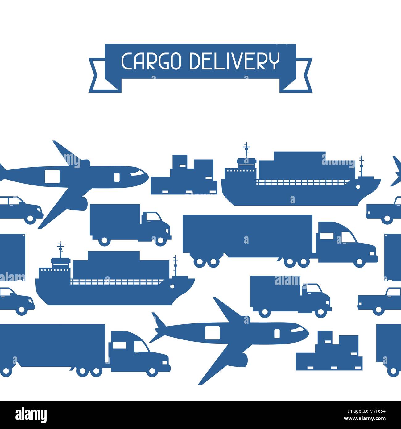 Freight cargo transport icons seamless pattern in flat design style ...