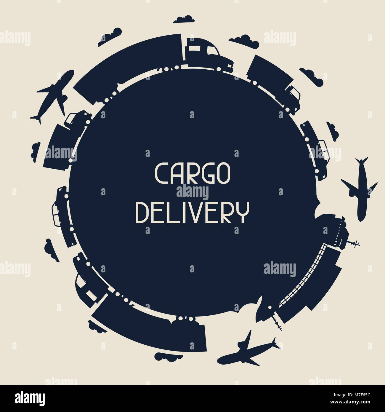 Freight cargo transport icons background in flat design style Stock ...