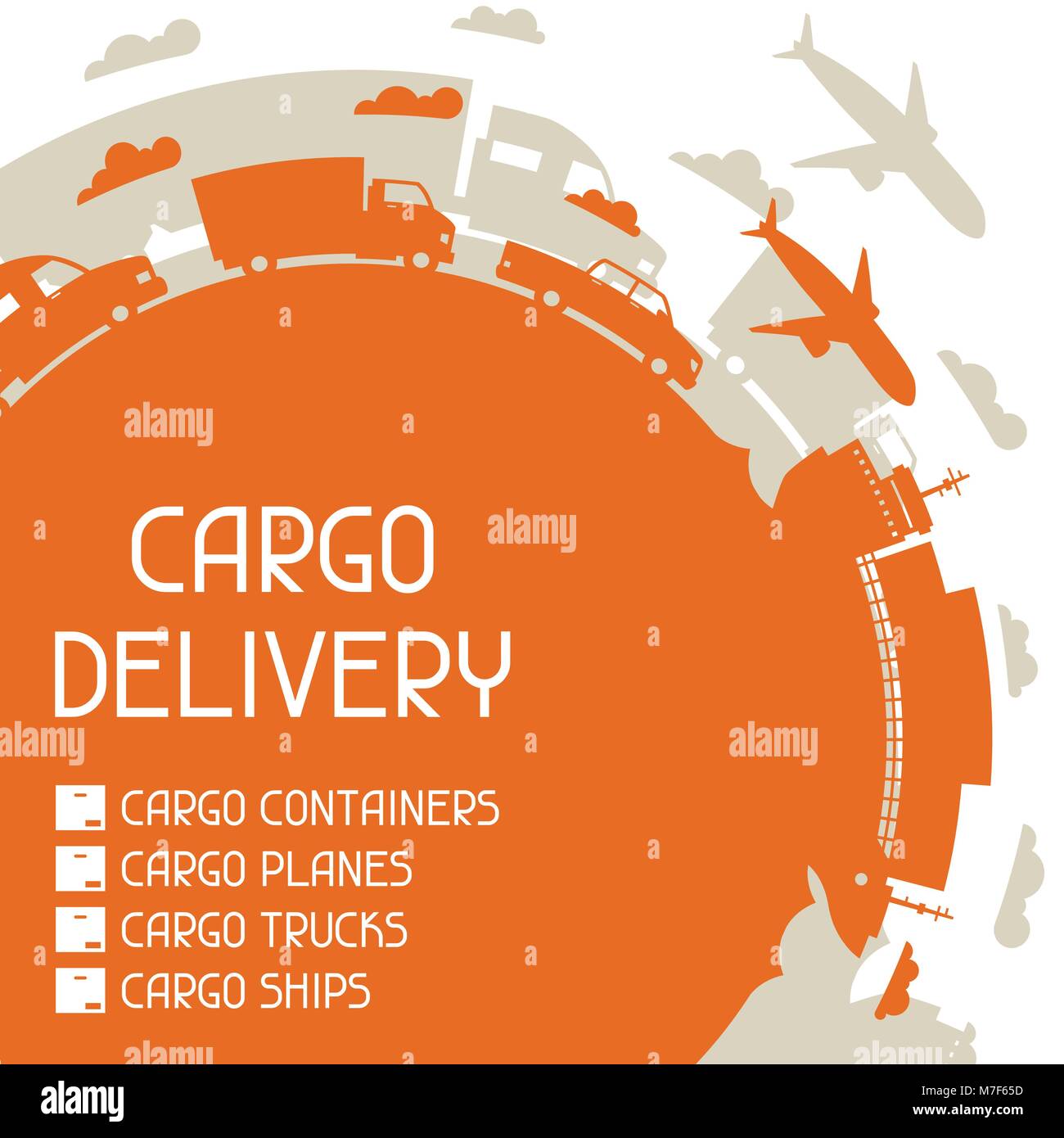 Freight cargo transport icons background in flat design style Stock ...