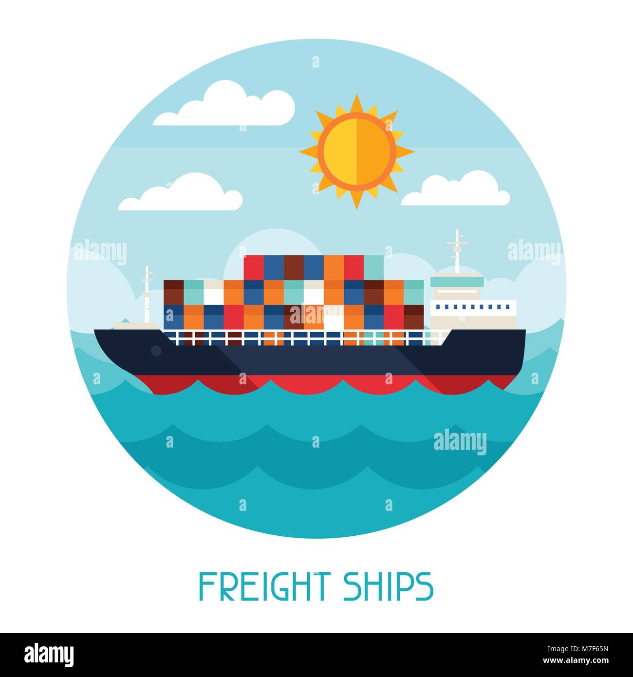 Freight ships transport background in flat design style Stock Vector ...