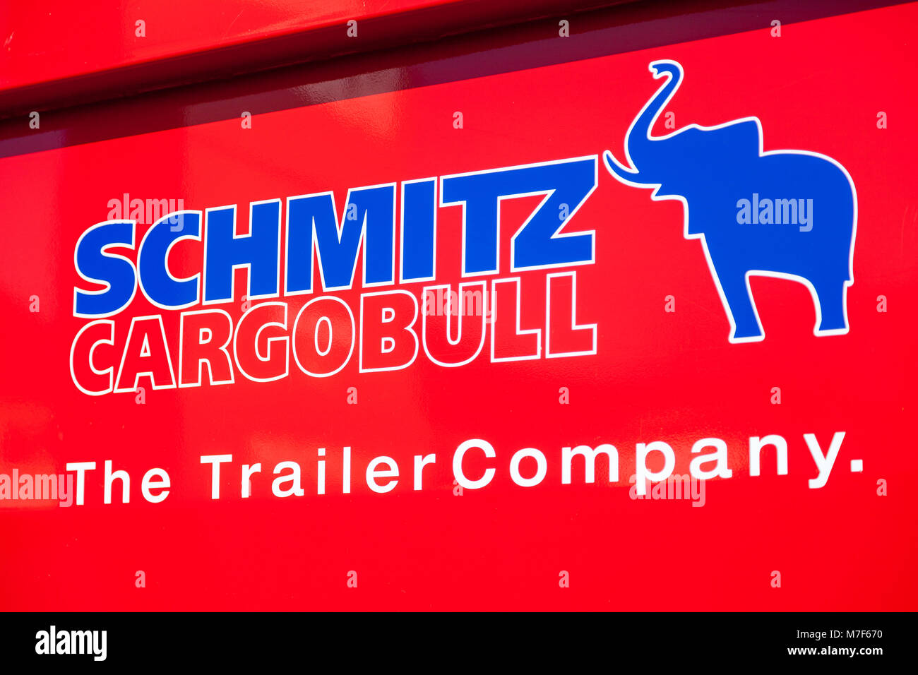 NUERBERG / GERMANY - MARCH 4, 2018: Schmitz Cargobull logo on a MAN ...