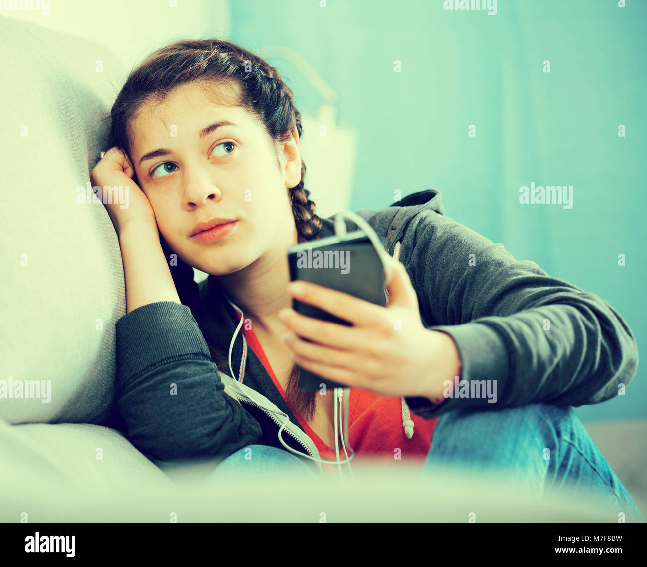 Young teenage girl having problems and depression at home Stock Photo ...
