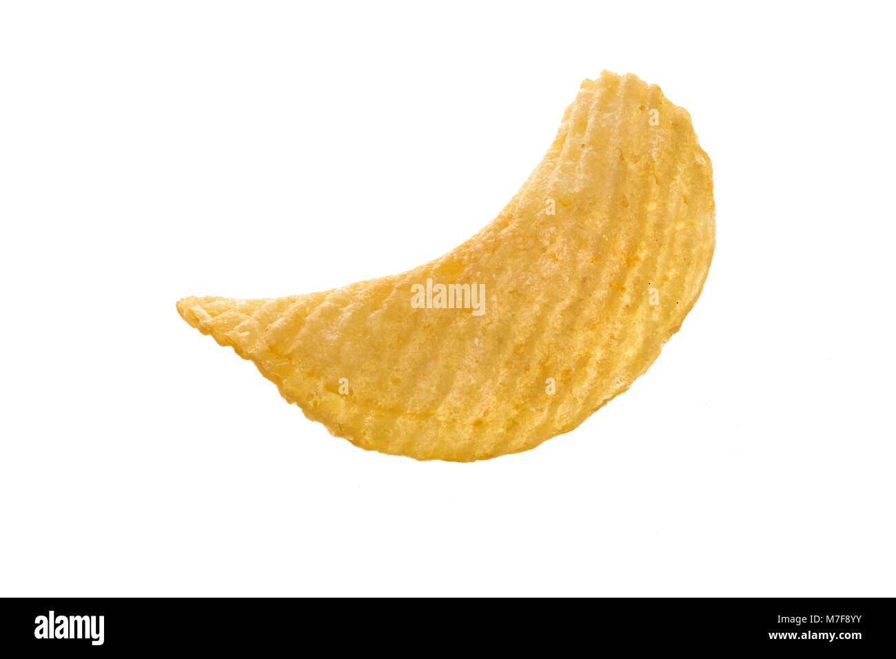 Single potato chip on white background close-up isolated Stock Photo ...