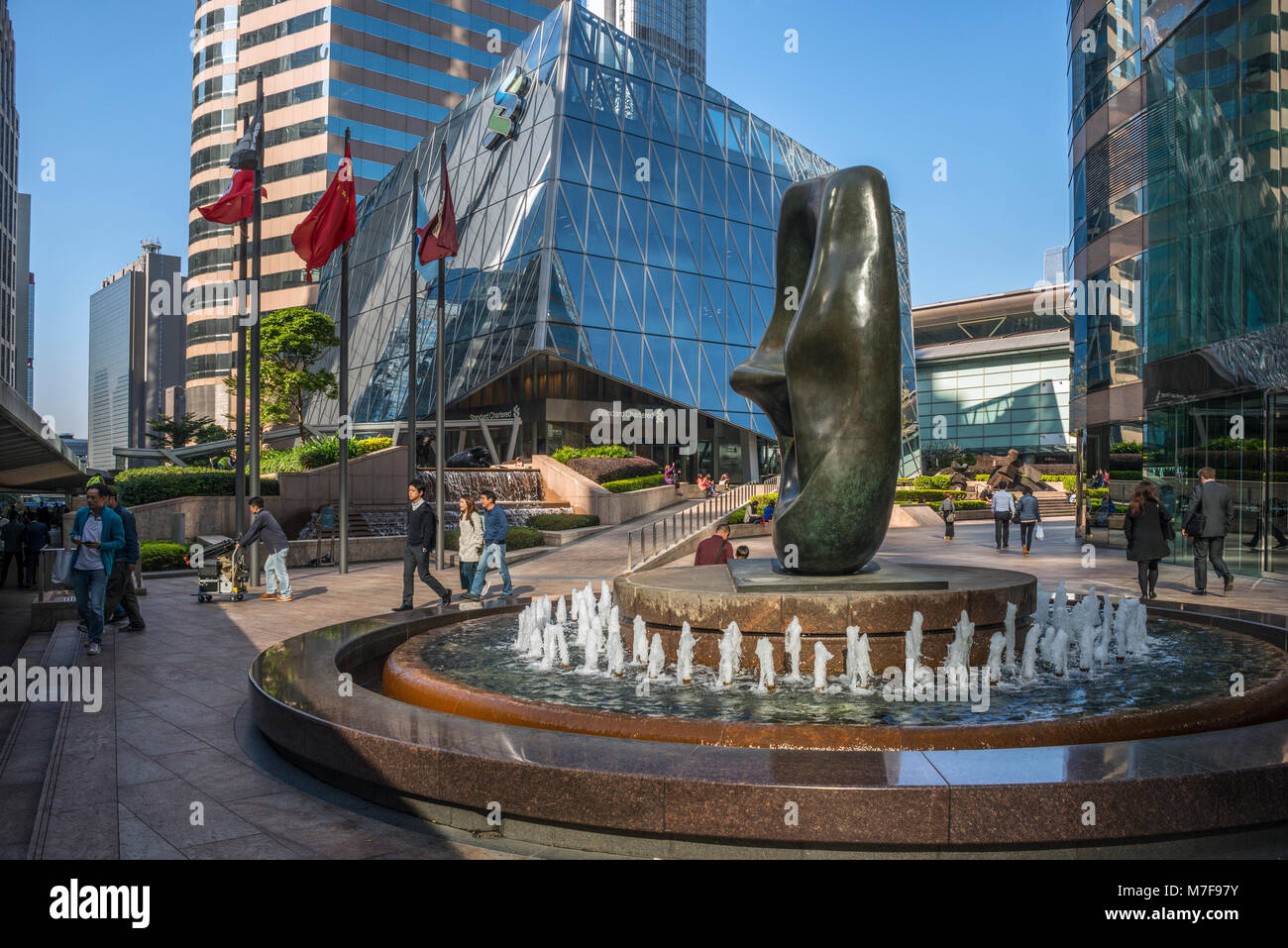 Exchange Square Plaza with The Forum and Henry Moore sculpture, Hong ...
