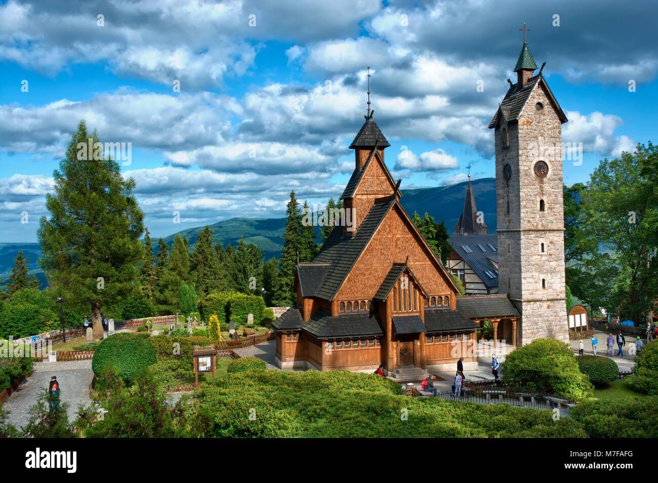 Medieval Norwegian stave church transferred from Vang in Norway and re ...