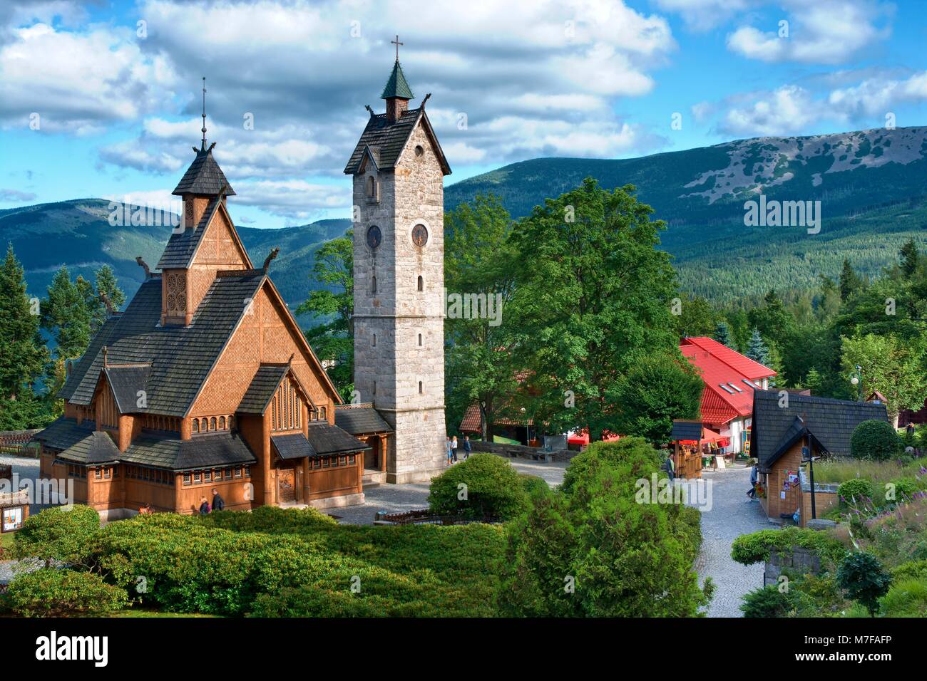 Medieval Norwegian stave church transferred from Vang in Norway and re ...
