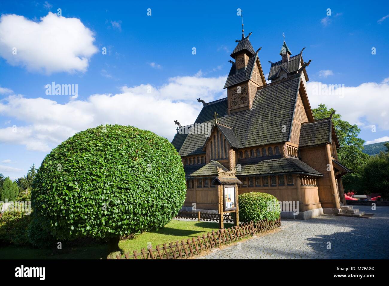 Medieval Norwegian stave church transferred from Vang in Norway and re ...