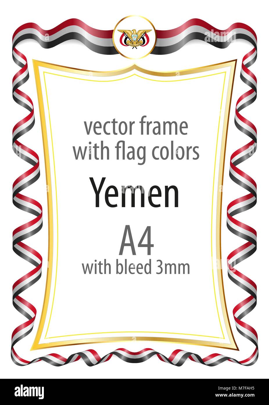 Frame and border with the coat of arms and ribbon with the colors of ...