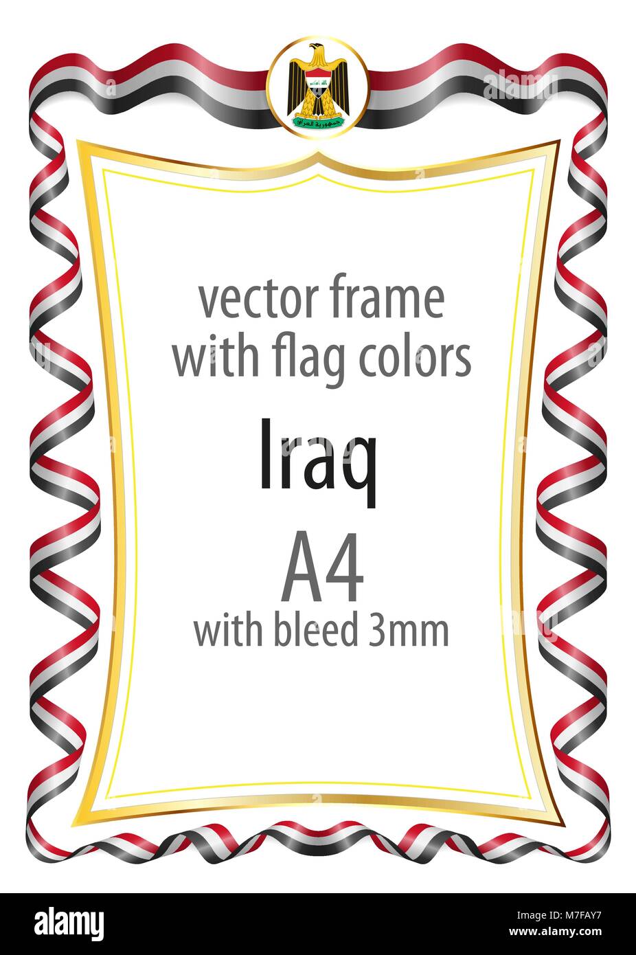Frame and border with the coat of arms and ribbon with the colors of ...