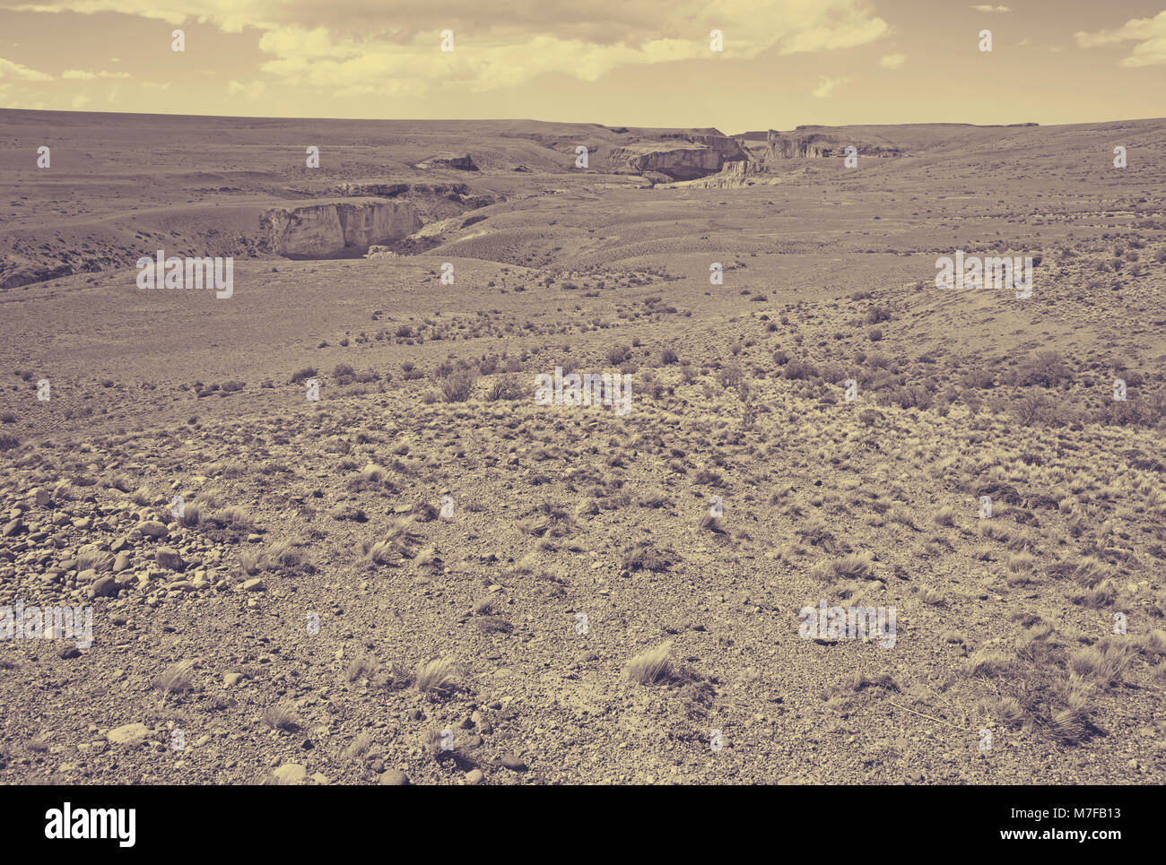 Cliffs and canyons of Andes foothills on sunny day. Patagonia ...