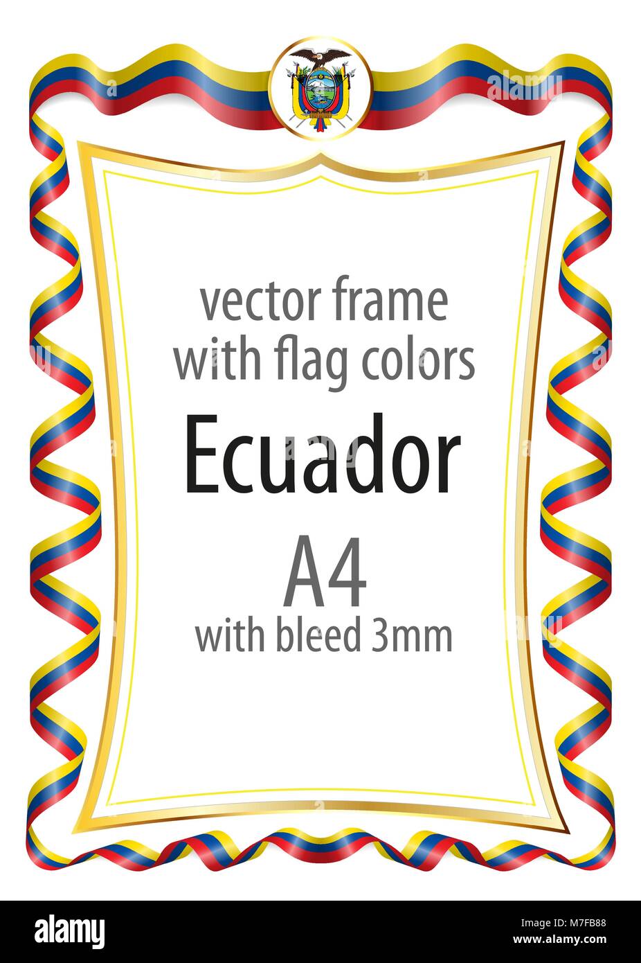 Frame and border with the coat of arms and ribbon with the colors of ...
