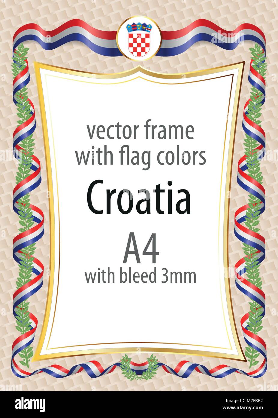 Frame and border with the coat of arms and ribbon with the colors of ...