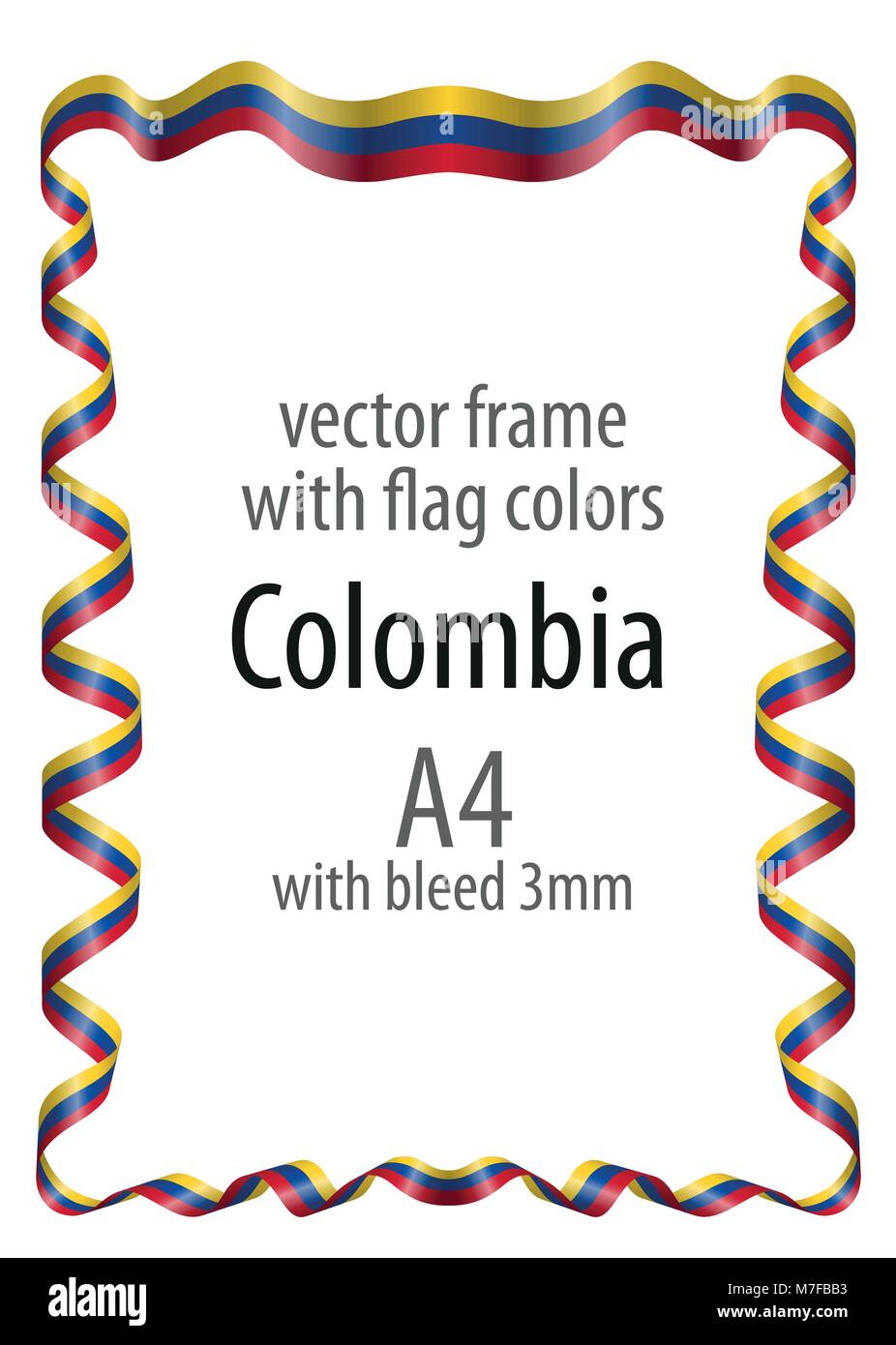 Frame and border with the coat of arms and ribbon with the colors of ...